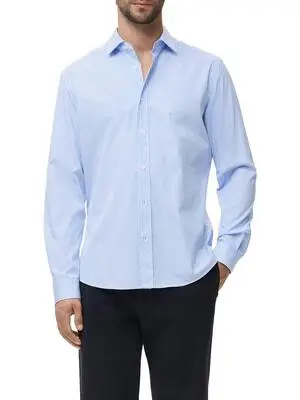 Mango Regular Fit Stripe Cotton Button-up Shirt - Sky Blue