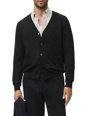 Mango Solid Wool Cardigan - Black