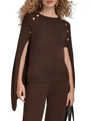 Donna Karan New York Cape Sweater - Chocolate Plum