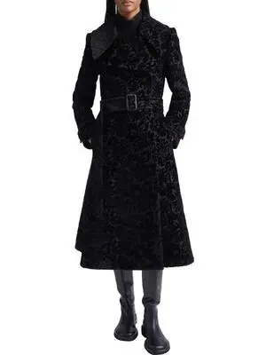 Burberry Belted Baroque Velvet Trench Coat - Black Ip Pattern