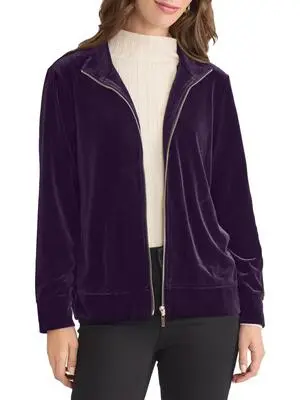 Jones New York Velour Jacket Aubergine