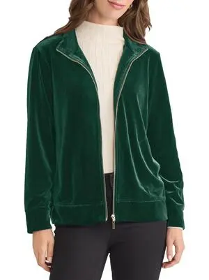 Jones New York Velour Jacket - Dk Forest Green