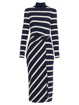 Tanya Taylor Brindy Stripe Turtleneck Midi Dress - Maritime B