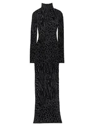 Alex Perry Devoré-velvet Turtleneck Gown - Black