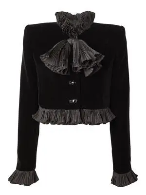 Valentino Garavani Ruffled Velvet Jacket - Black