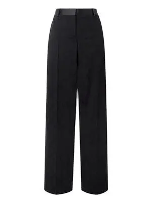 Stella McCartney Satin-trimmed Wool-jacquard Pants - Black