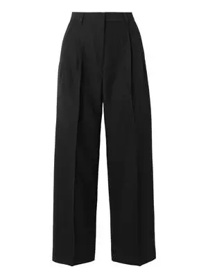 TOTEME Pleated Wide-leg Wool Trousers - Black