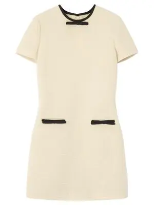 Valentino Garavani Bow-embellished Wool-blend Tweed Mini Dress - Cream