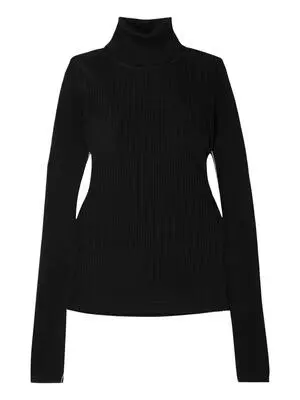 Maria Mcmanus Ribbed Merino Wool Turtleneck Sweater - Black
