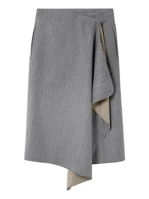 Ami Distressed Herringbone Wool-blend Wrap Skirt - Gray
