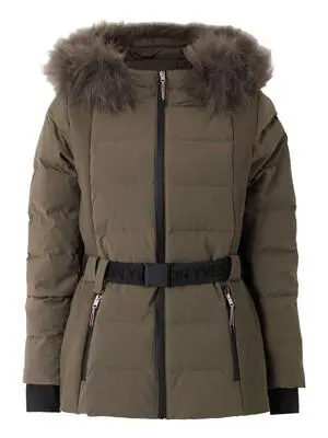 YVES SALOMON Belted Shell Down Ski Jacket Light Brown