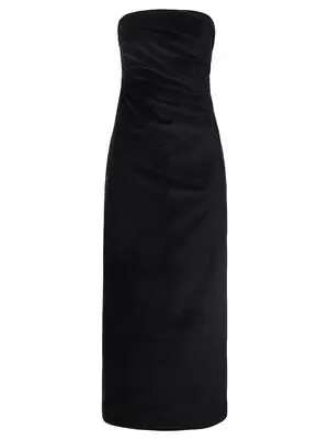 Tove Sabella Strapless Cotton-blend Velvet Midi Dress - Black