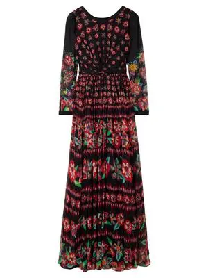Saloni Blythe-b Knotted Floral-print Gown - Multi