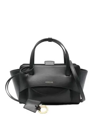 HIDESINS Small Leather Flap Tote Bag - Black