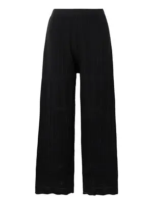 ERES Pointelle-knit Wool And Cashmere-blend Wide-leg Pants - Black