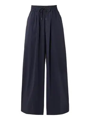 ST. AGNI Cotton-blend Poplin Wide-leg Pants - Blue