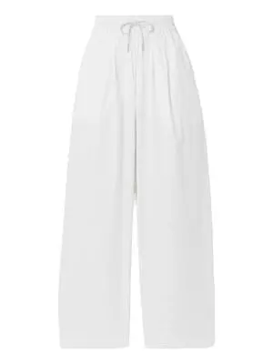ST. AGNI Cotton-blend Poplin Wide-leg Pants - White