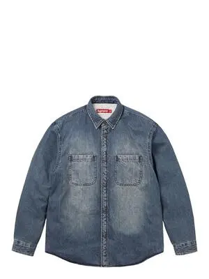 Supreme Shearling Lined Denim Work Shirt - Blue