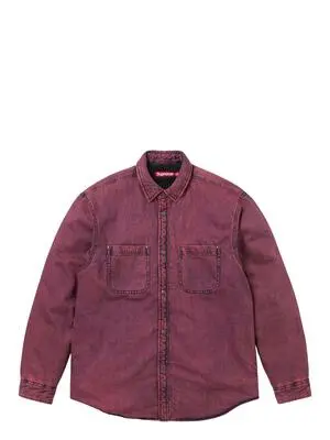 Supreme Shearling Lined Denim Work Shirt - Pink