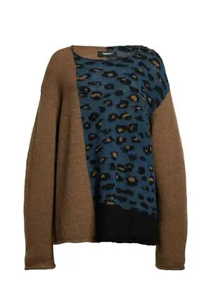 UNDERCOVERISM Panelled Leopard Knitted Sweatshirt - Tan