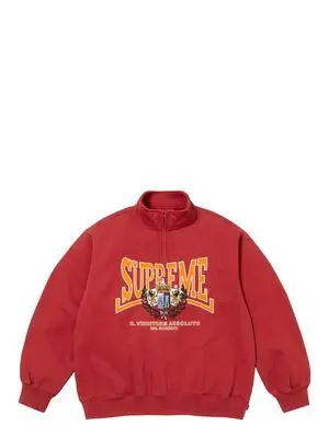 Supreme Crest Appliqué Half Zip Pullover - Red