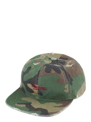 Supreme Distressed Script 6-panel Hat - Green