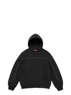 Supreme Piping Zip Up Hooded Sweatshirt - Black