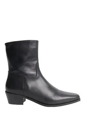 Whistles Western Heeled Leather Ankle Boots - Black