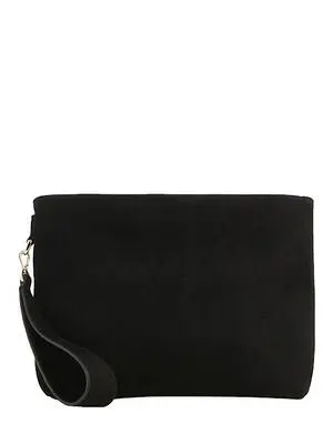 Whistles Zip-up Suede Wristlet - Black