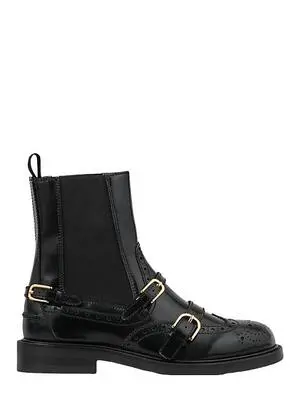 Sandro Buckle-embellished Leather Chelsea Boots - Black