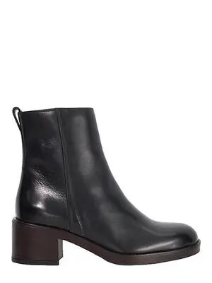 DUNE Peline Leather Heeled Ankle Boots - Black Leather
