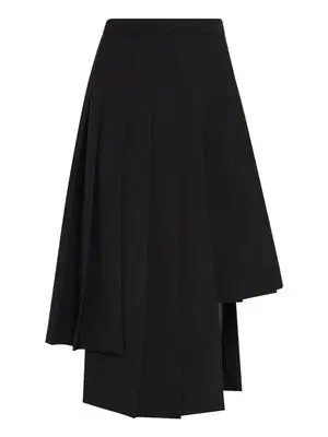 Michael Kors Asymmetric Pleated Midi Skirt - Black