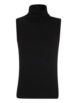 Michael Kors Sleeveless Cashmere Turtleneck - Black