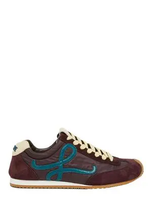 Loewe Ballet Runner 2.0 Mixed Leather Sneakers - Burgundy Duck/blue Dough