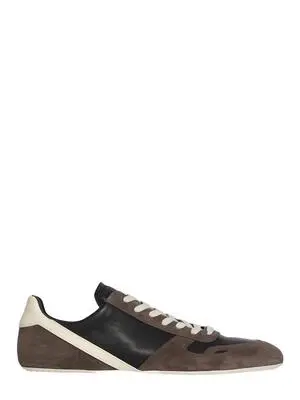 Rick Owens Minimal Suede And Leather Low-top Sneakers - Dk Dust/blk/milk/milk