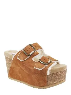 ZIGI Faux Shearling Platform Sandal - Tan Suede
