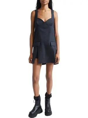 Sacai Wool Melton Bustier Minidress - Charcoal Gray