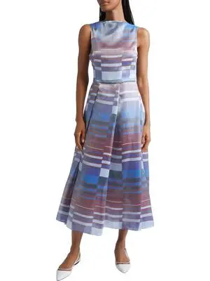Emporio Armani Metallic Geometric Print Sleeveless Dress - Patterned