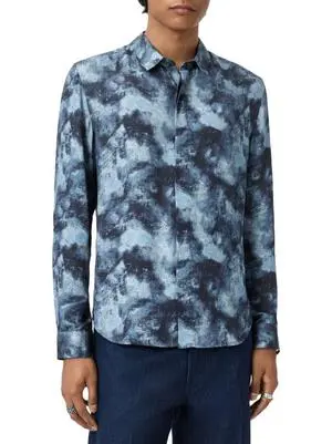 John Varvatos Rodney Hidden Placket Button-up Shirt - Titanium Blue