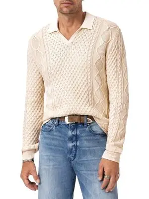 John Varvatos Haynes Organic Cotton Johnny Collar Sweater - Ecru