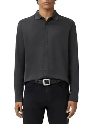 John Varvatos Drewce Bird's Eye Button-up Shirt - Charcoal