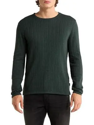 John Varvatos Fern Feeder Stripe Rib Long Sleeve T-shirt - Seaweed