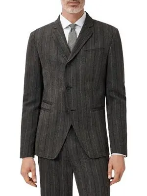 John Varvatos Silo Stripe Wool Blazer - Dark Brown