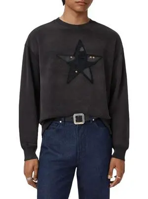 John Varvatos Mended Star Organic Cotton Sweatshirt - Black
