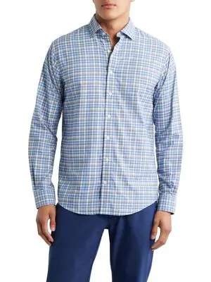 Johnnie-o Olie Plaid Stretch Button-up Shirt - Navy