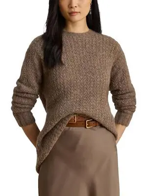 Ralph Lauren Oversized Open Stitch Sweater - Taupe Brown Heather