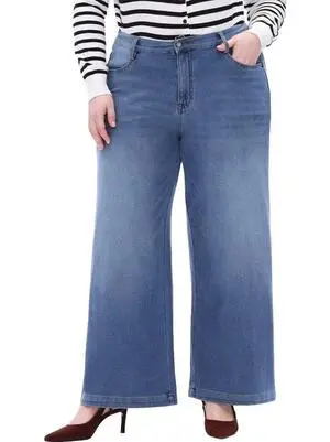 BAYEAS High-waist Wide-leg Jeans - Bluebell