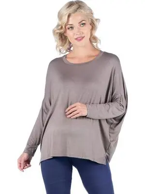 24SEVEN COMFORT APPAREL Oversized Long Sleeve Maternity Dolman Top - Purple