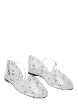 Mango Grommet Transparent D'orsay Flats - Silver