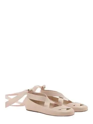Mango Ankle Wrap Ballet Flats - Ecru